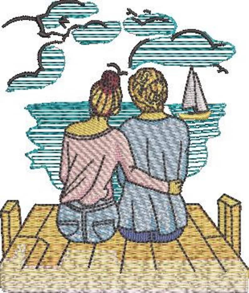 Couples Love Machine Embroidery Design - Etsy