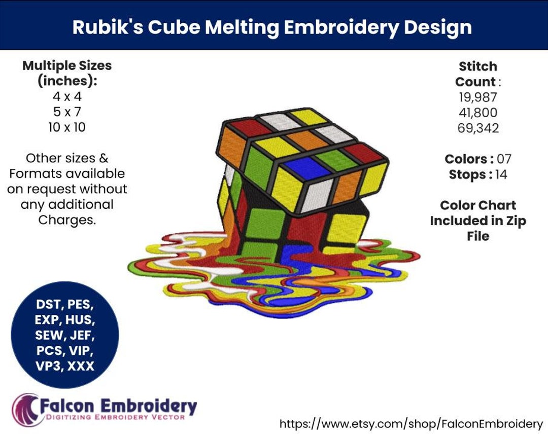 Melting Rubik Cube Embroidery Pattern Rubik's Cube Machine - Etsy