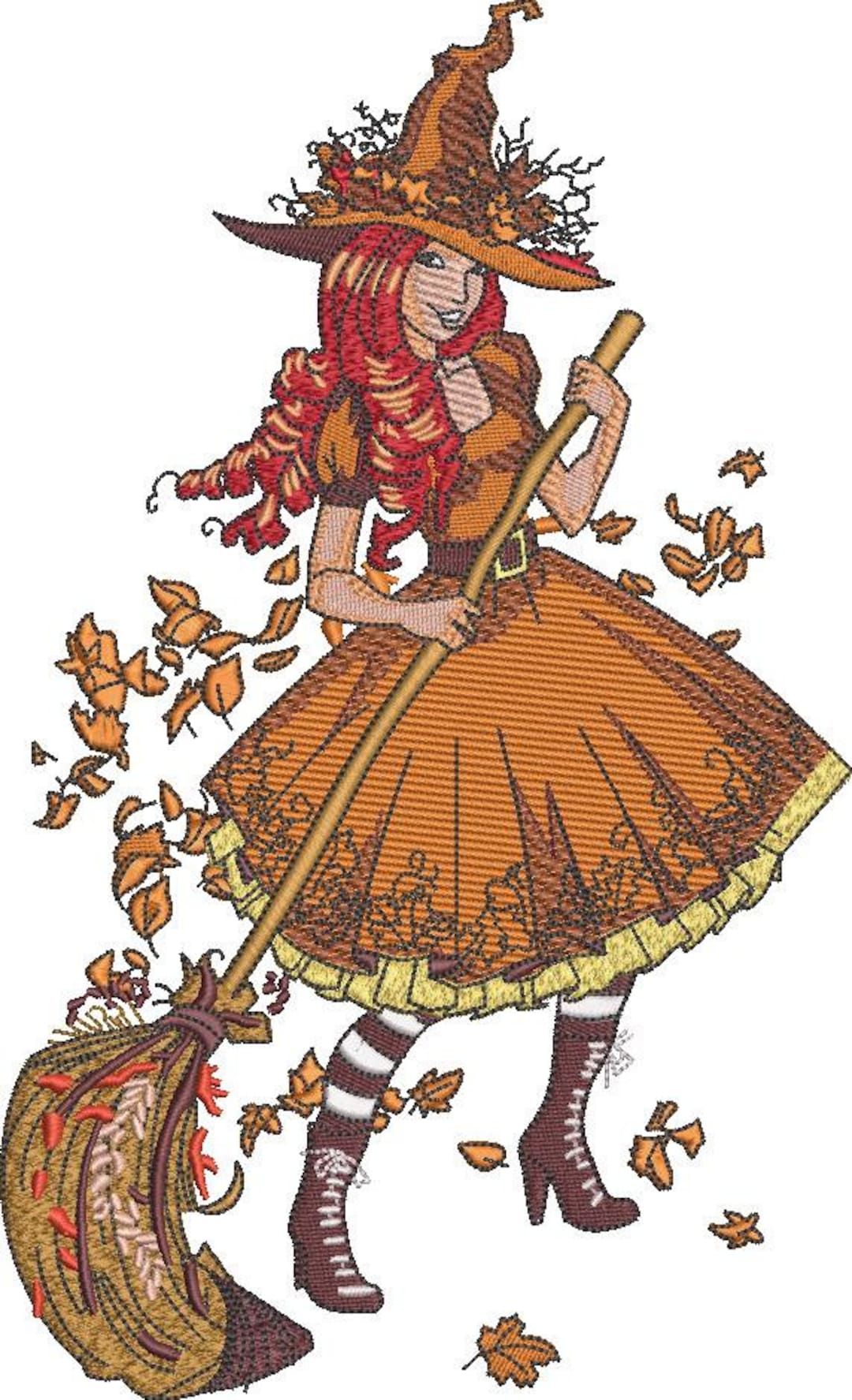 Autumn Witch Machine Embroidery Design Witch Embroidery Design - Etsy