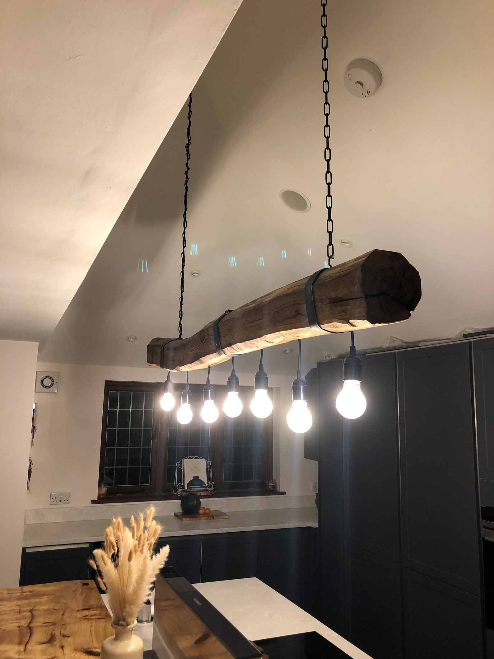 Wood Farmhouse Ceiling Pendant Light Rustic Dining Room Light Fixture ...