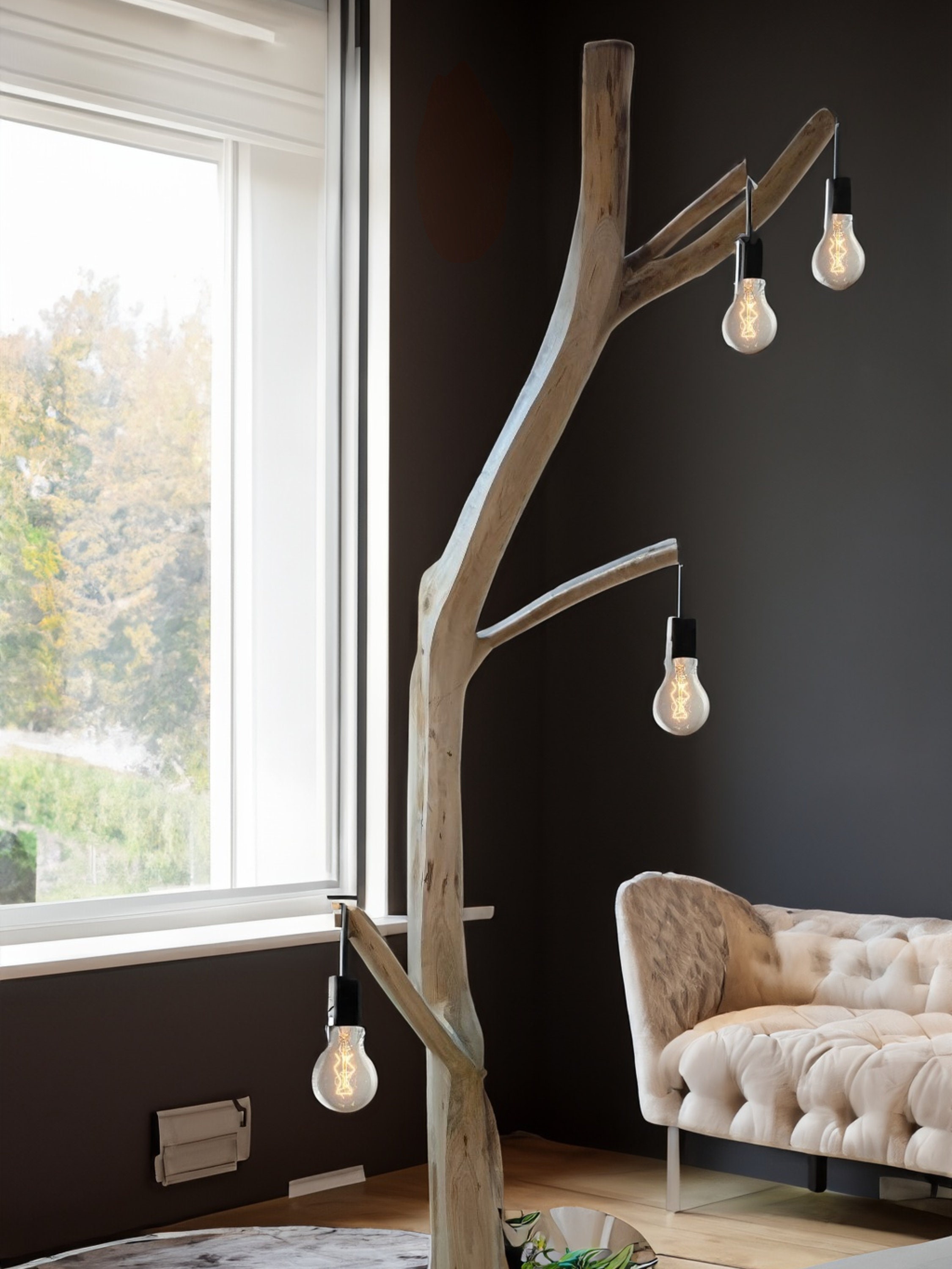 Tall Floor Lamp Rustic Tree Branch Arc Stand Lamp Remote - Etsy Australia