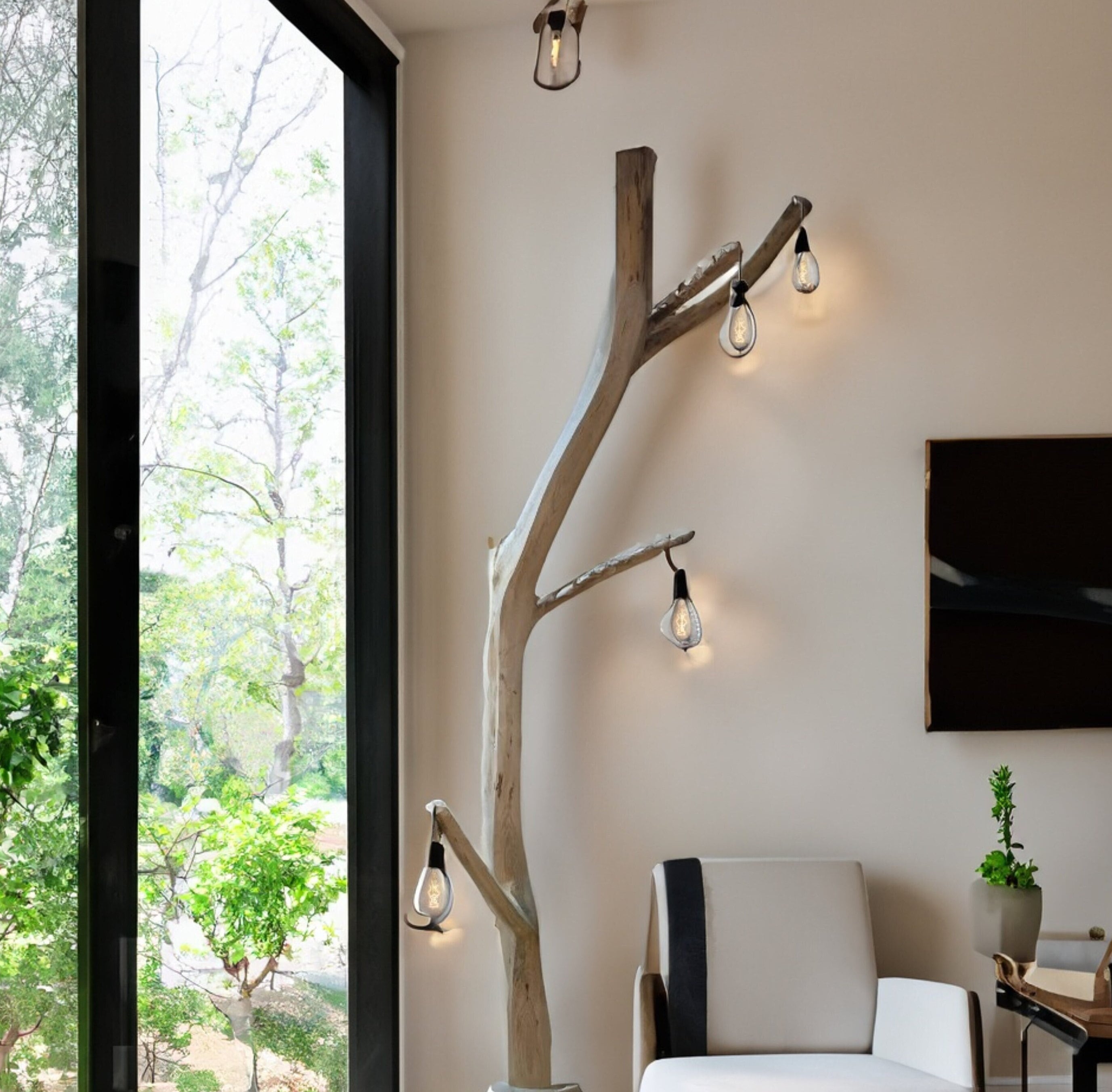 Handmade Oak Tree Floor Lamp: Rustic Cinetic Wireless Switch - Etsy