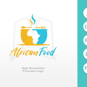 Premade Logo, African Dish Logo, African Restaurant Logo, Non Profit ...