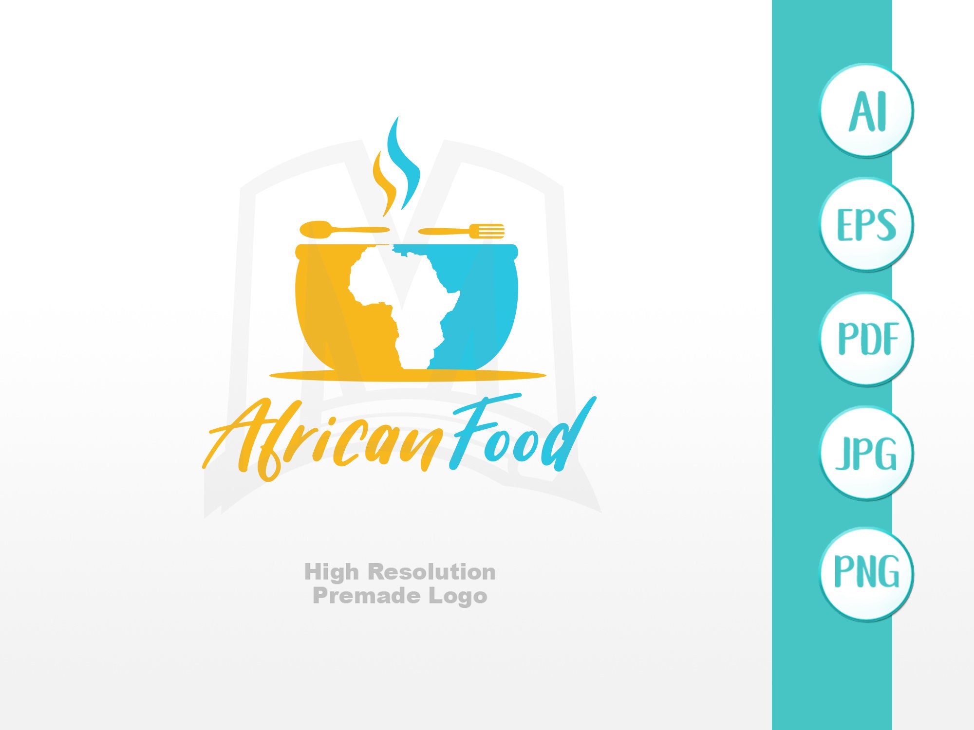 Premade Logo, African Dish Logo, African Restaurant Logo, Non Profit ...