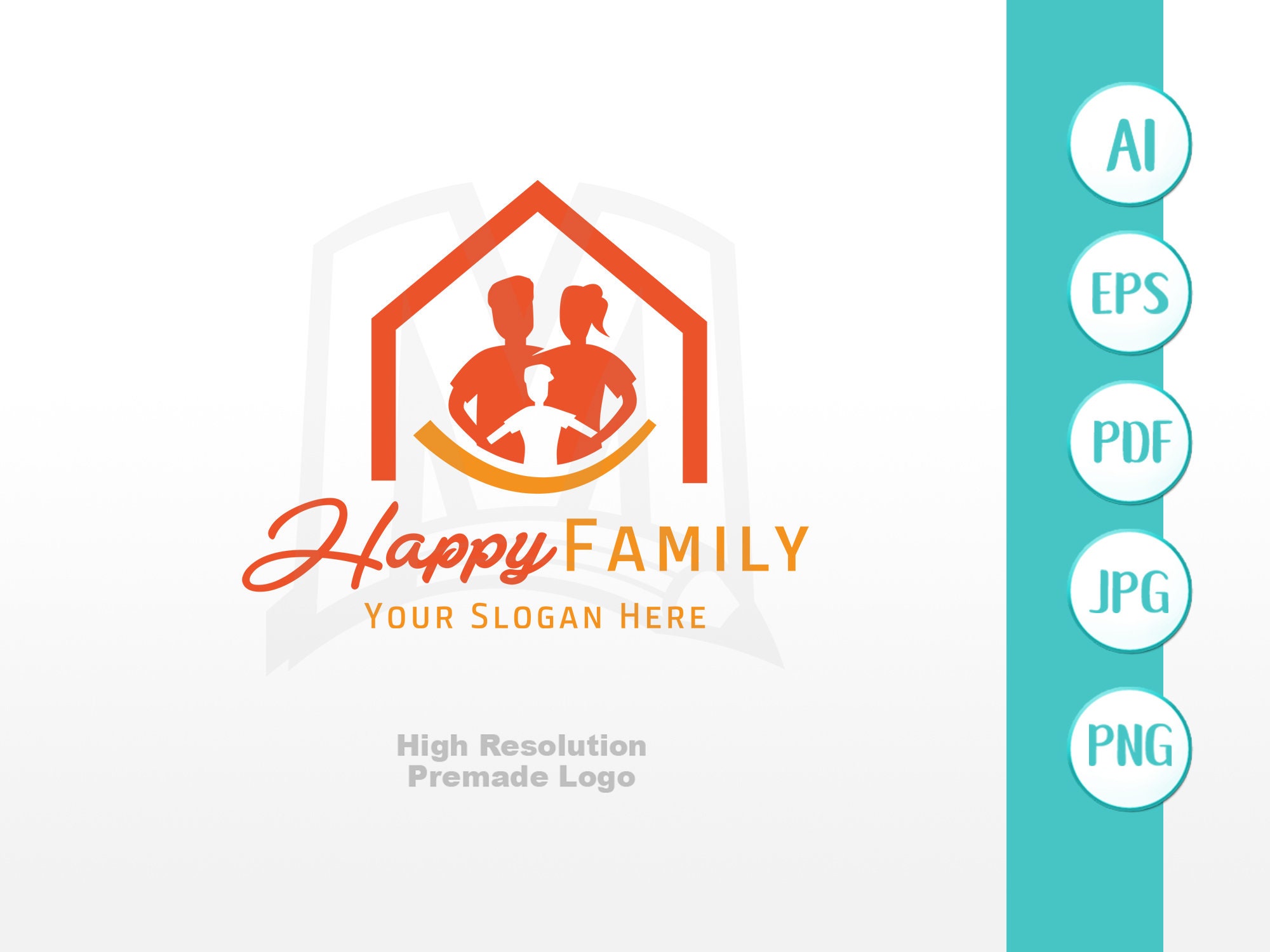 Premade Logo, Happy Family Logo, Family With Smile Logo, Family With ...