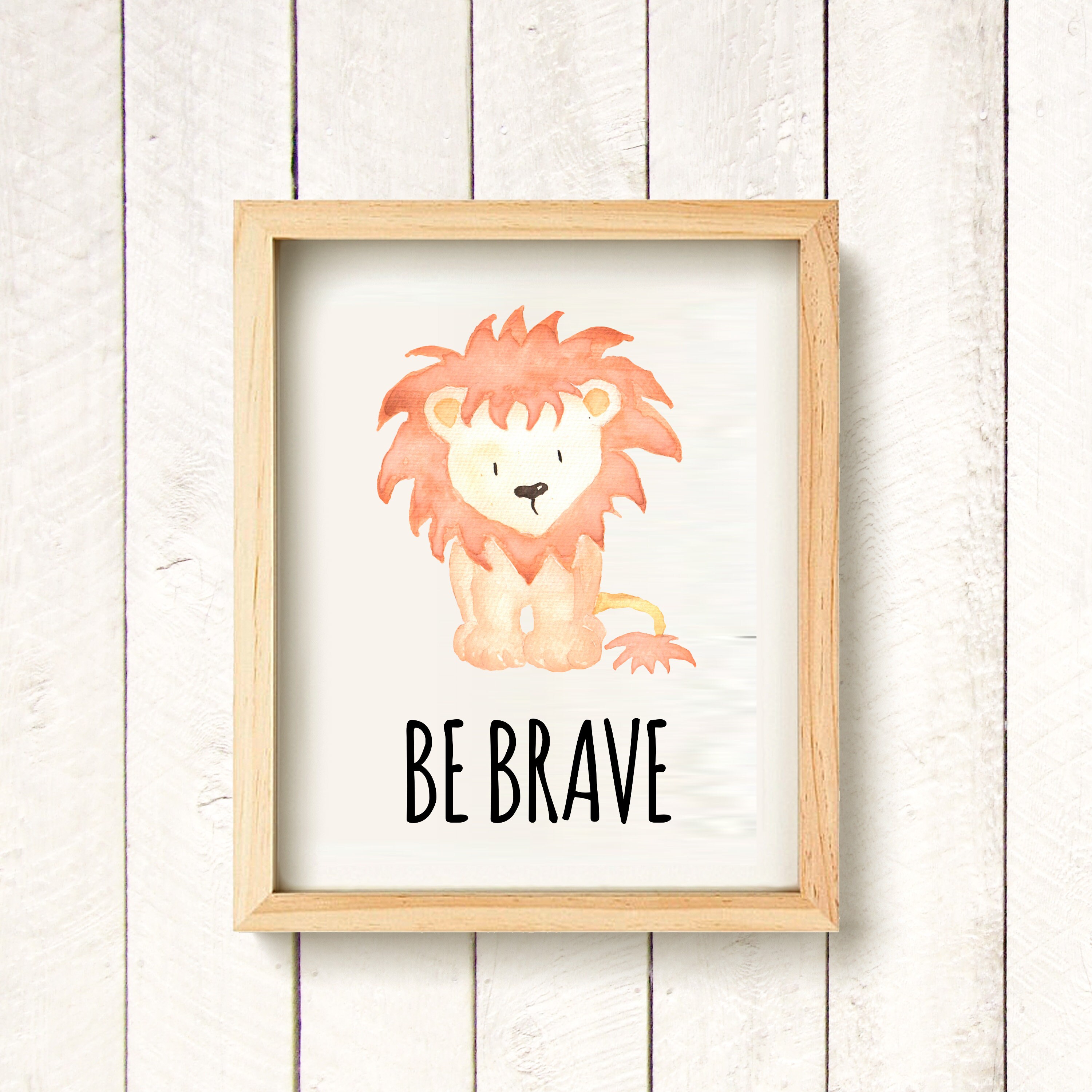 Be Brave Quote Lion Zoo Jungle Animal Digital Print Children Baby ...