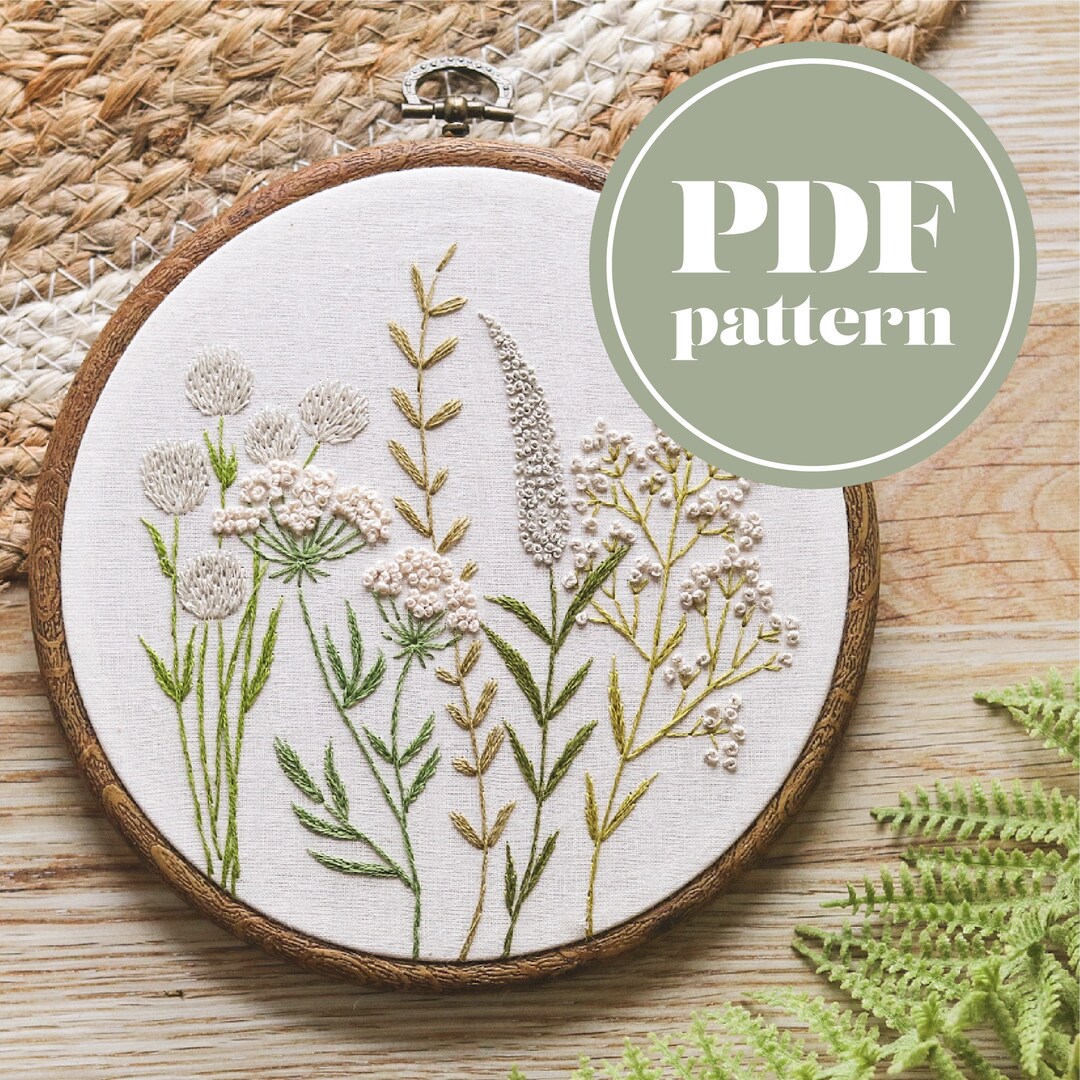 Floral Embroidery Pattern Digital Flower Embroidery Pattern - Etsy