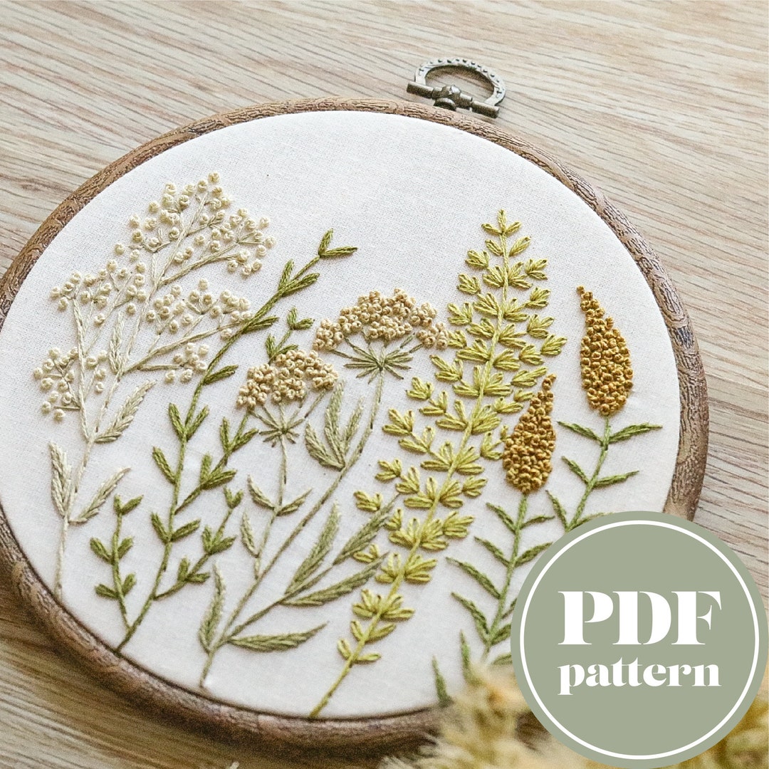 Spring/summer Floral Embroidery Pattern - DIY Floral Wildflower Embroidery Design | Retro Boho ...