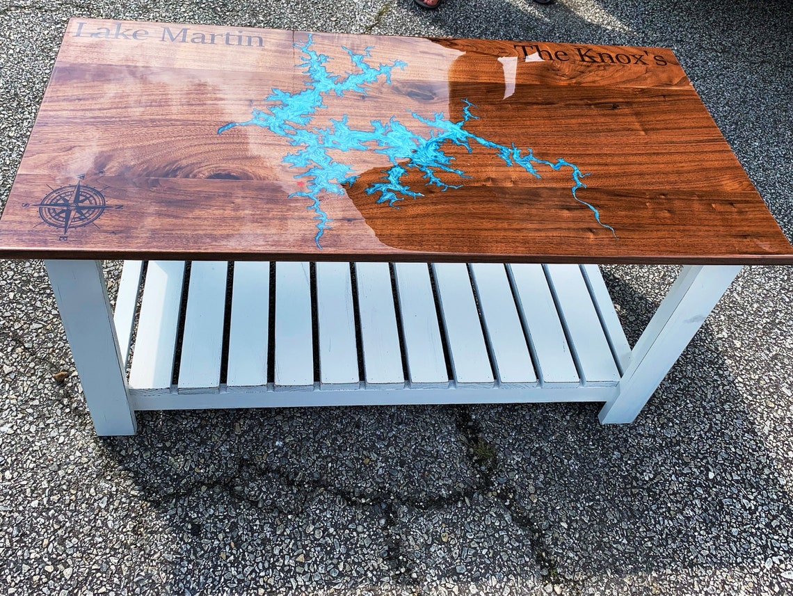 Custom Epoxy Lake Map Tables - Etsy