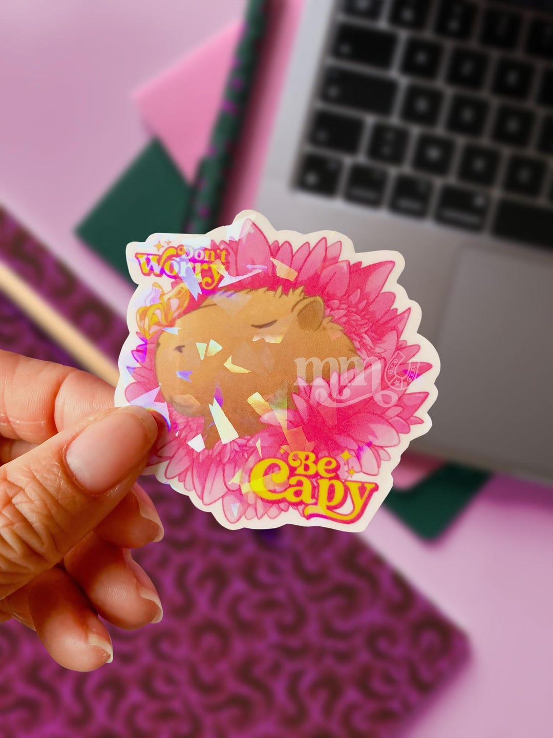 Don’t Worry, Be Capy, Holographic Sticker | Cute Capybara Sticker ...