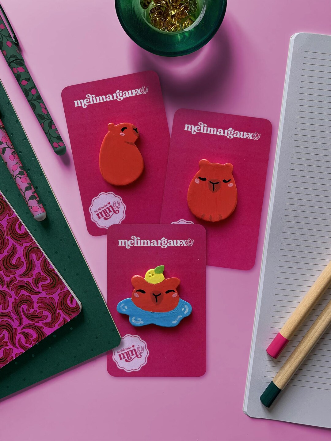 Capybaras Air Drying Clay Pins Hand Painted Acrylic Capybaras, Cute ...