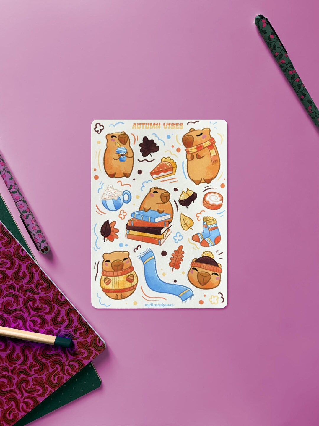 Autumn Capybaras Stickersheet Cozy Capybara Capybara Lover Phone ...