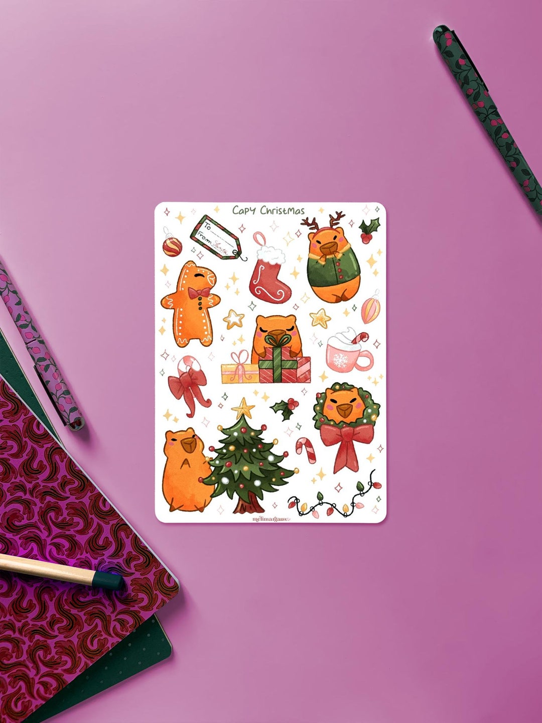 Christmas Capybaras Stickersheet | Capybaras Lovers | Phone, Tablet ...