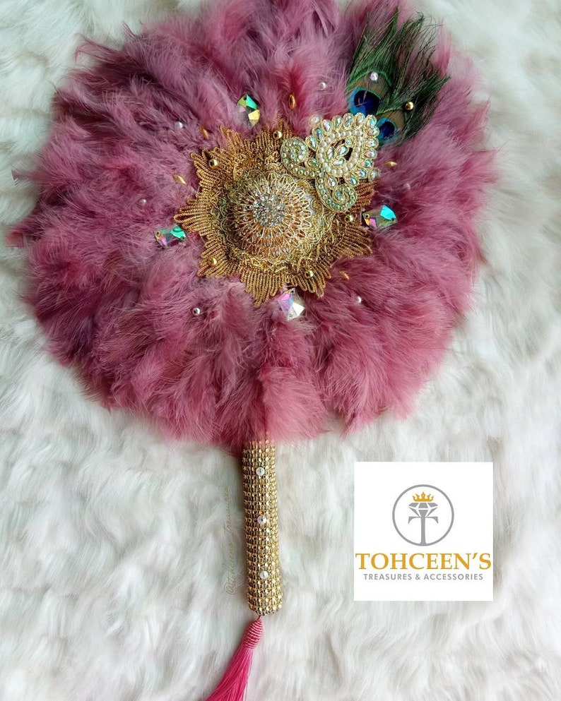 Empress Hand Fan,feather Handfan, Bridal Hand Fan, African Bridal Hand ...