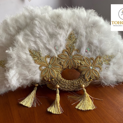 African Feather Hand Fan Brides Hand Fan Nigerian Wedding - Etsy