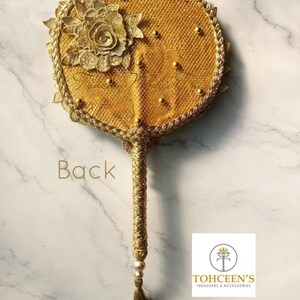 Gold Hand Fan,wand Handfan,round Hand Fan,lace Handfan,wedding Handfan ...