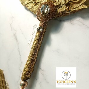 Gold Hand Fan,wand Handfan,round Hand Fan,lace Handfan,wedding Handfan ...