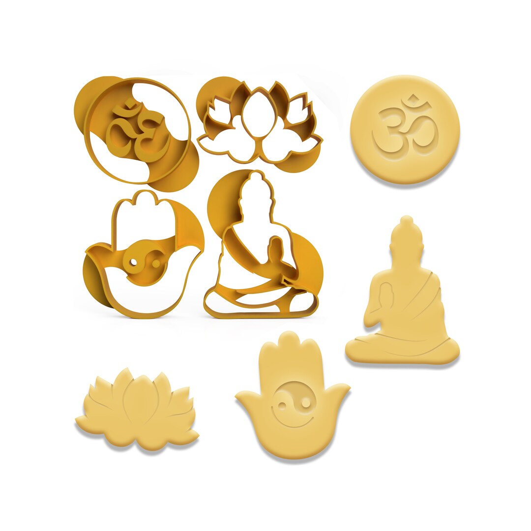 Set of 4 Buddha / Yoga Cookie Cutters Yin and Yang Cookie Cutter ...