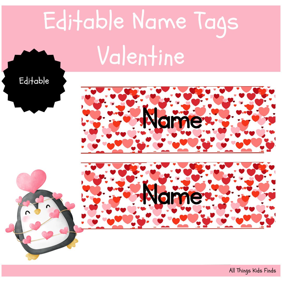 Editable Valentine Name Tags - Etsy