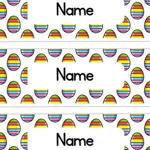 Editable Striped Easter Egg Name Tags - Etsy