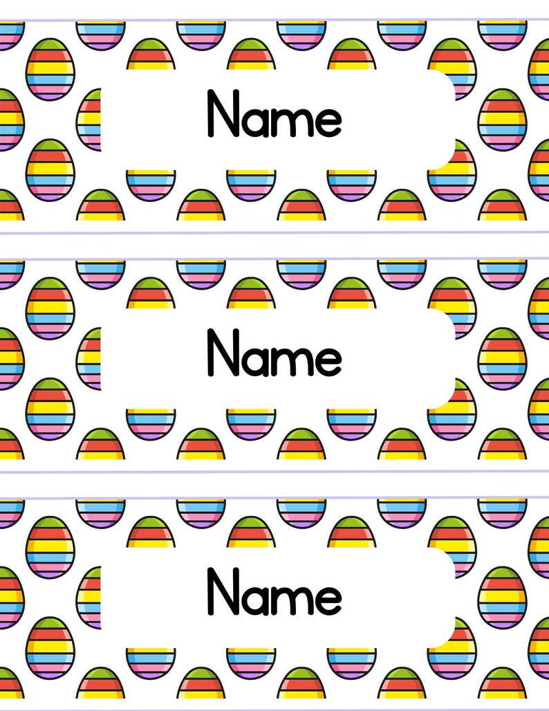 Editable Striped Easter Egg Name Tags - Etsy
