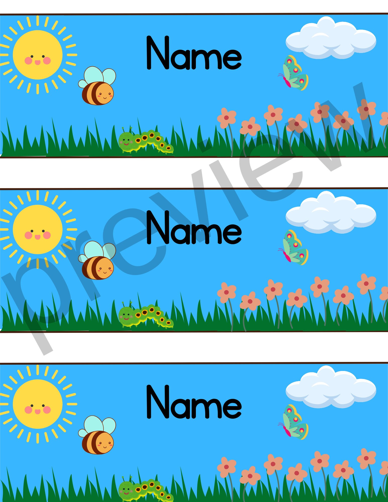 Editable Name Tags Desk Plates for Year Long- All Holidays - Etsy