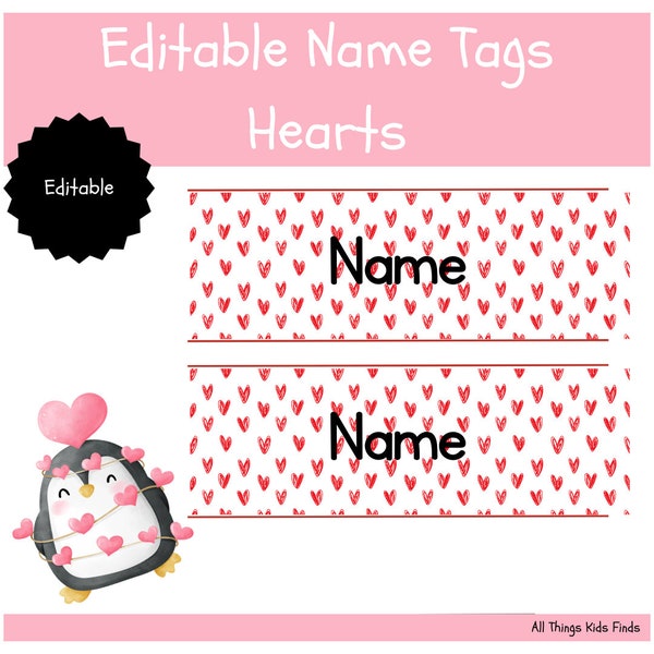 Heart Name Tag - Etsy