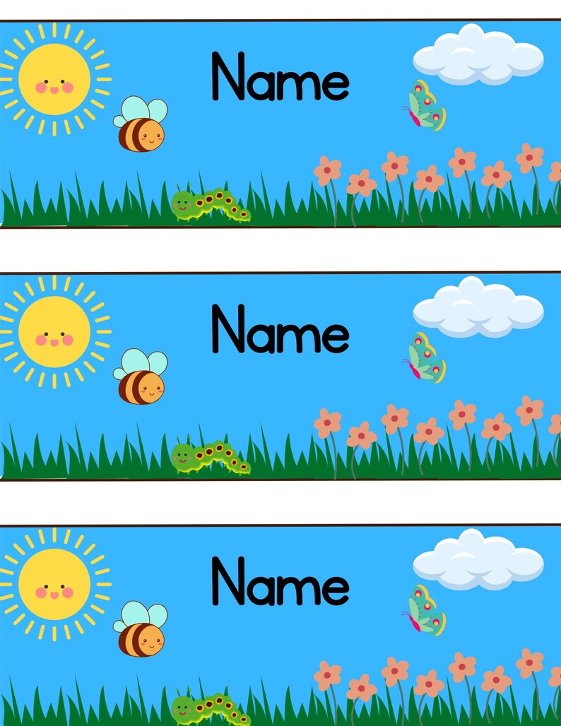Editable Spring Name Tags- Desk Plates Tags - Etsy