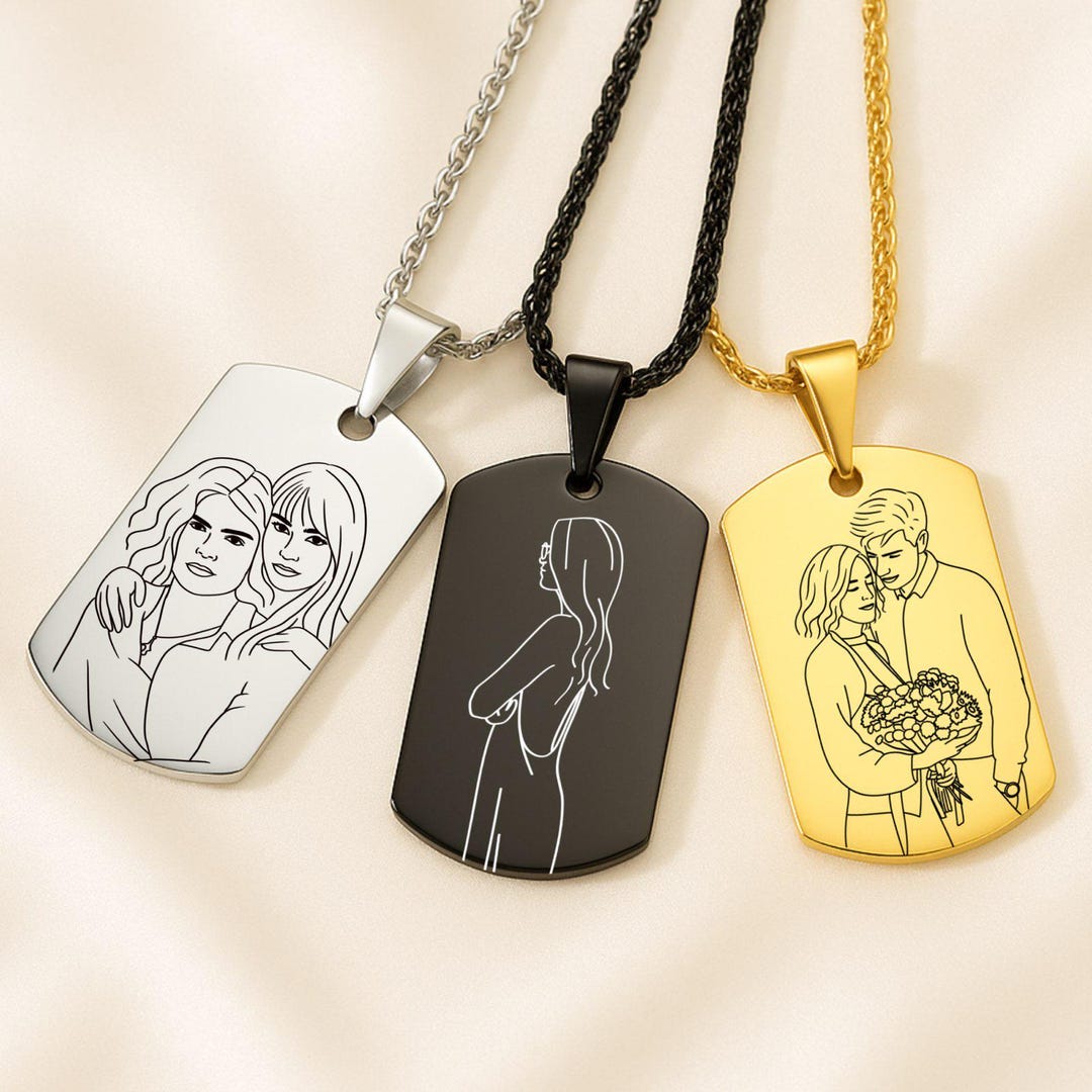 Photo Necklace With Engraving - Personalized Stainless Steel Dog Tag ...