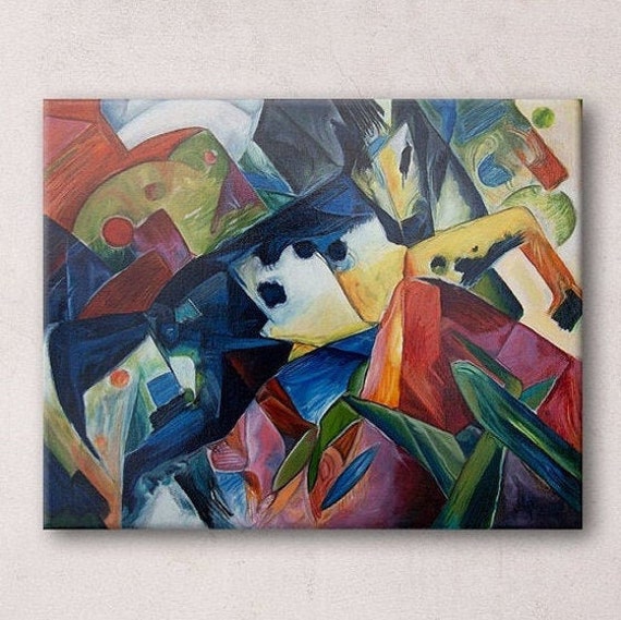 Kleines springendes Pferd nach Franz Marc 40x50 Öl | Etsy