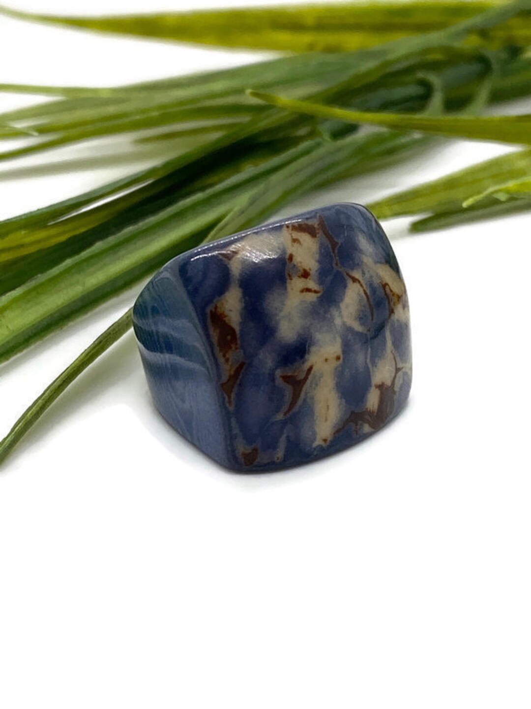 Tagua Nut Ring in Wash Blue TAG801, Eco-friendly Tagua Ring, Organic ...