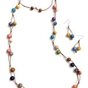 Rainbow Acai Seed Necklace Set Tag515, Long Necklace and Earrings in ...