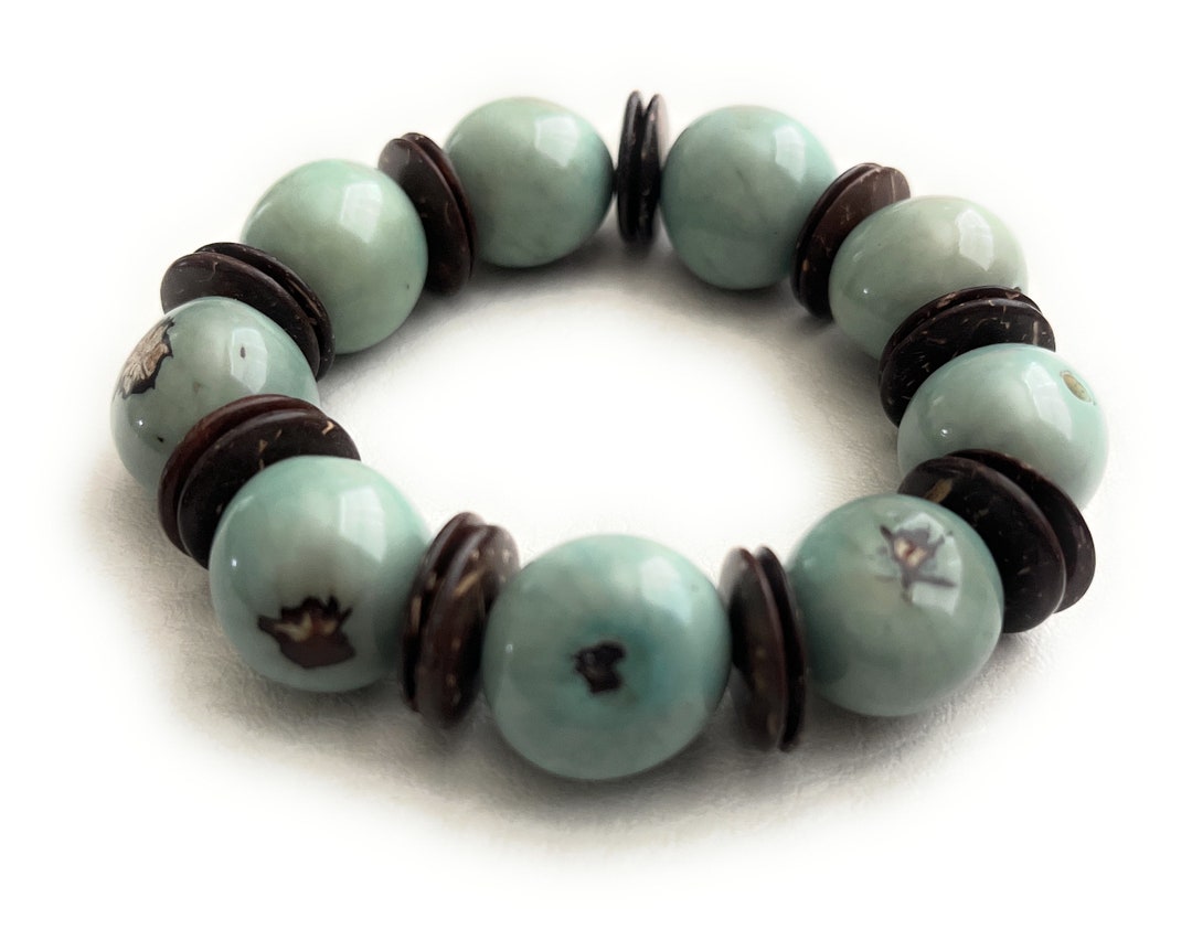 Tagua Bracelets in Light Blue and Brown TAG421, Eco Friendly Bracelet ...