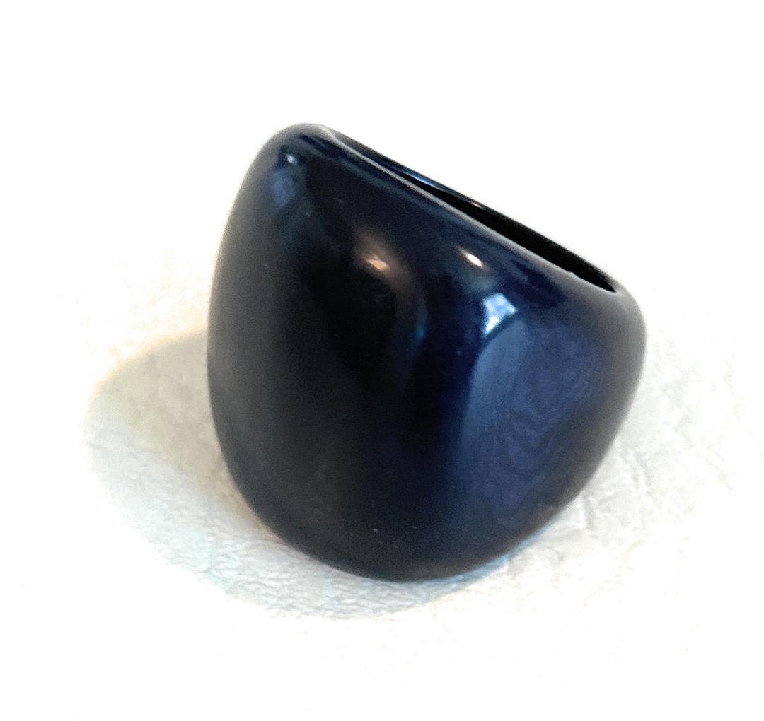 Navy Blue Tagua Nut Ring TAG804, Eco-friendly Tagua Ring in Blue ...