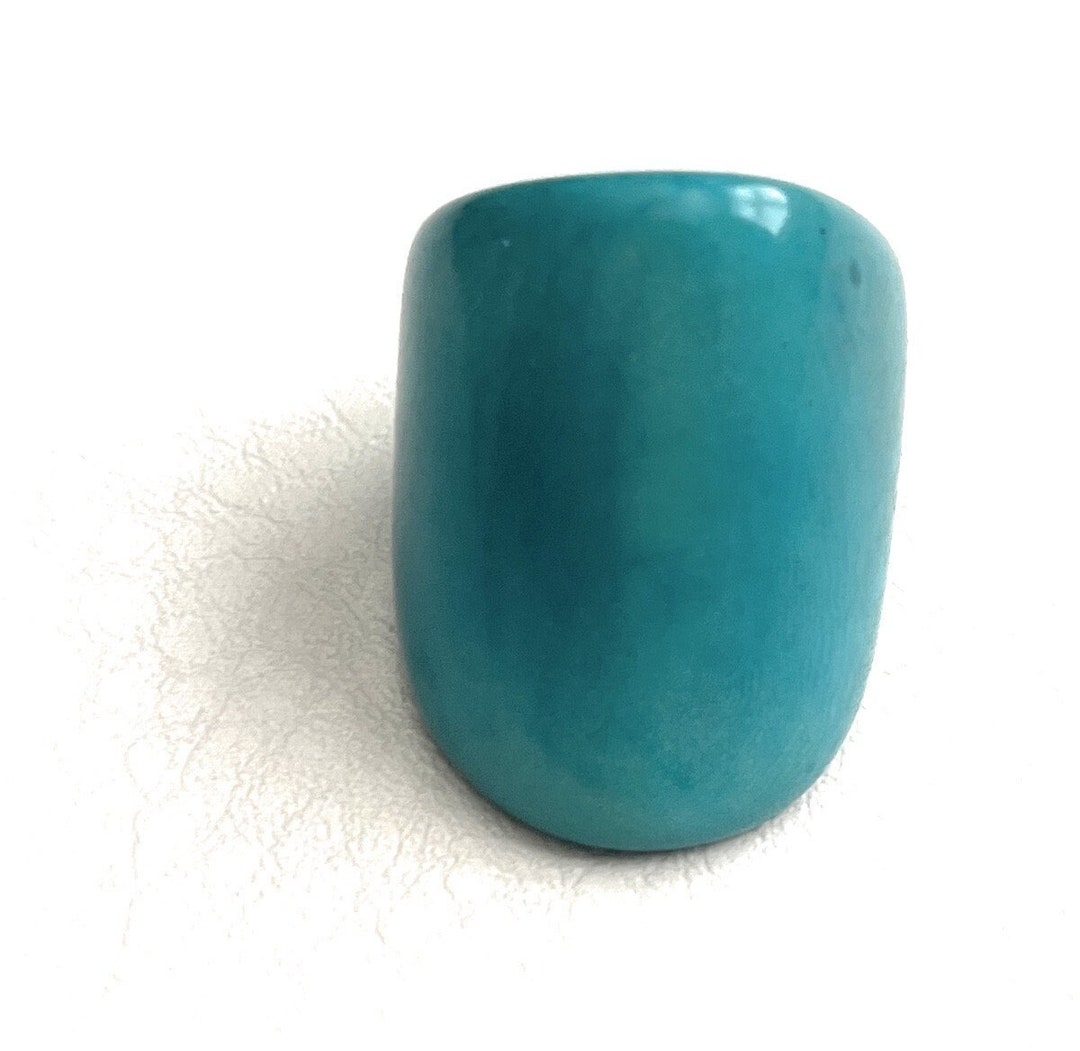 Organic Blue Tagua Nut Ring TAG803, Turquoise Blue Eco-friendly Tagua ...