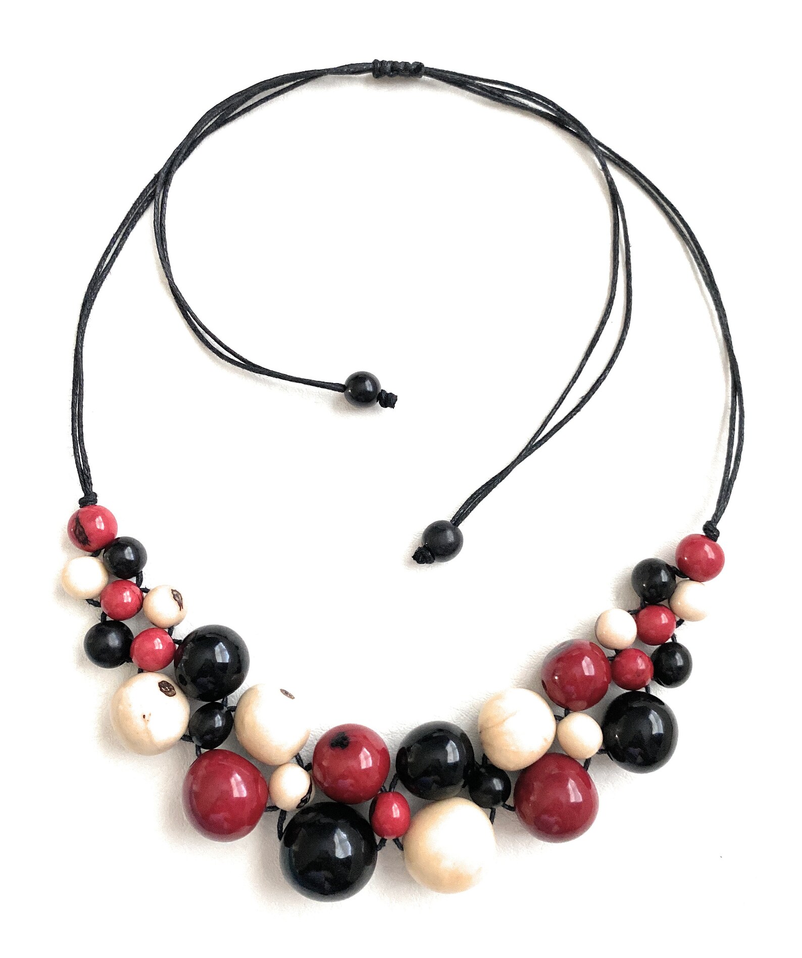 Pambil, Acai Necklace and Earings in Red, White, Black TAG615. Organic ...