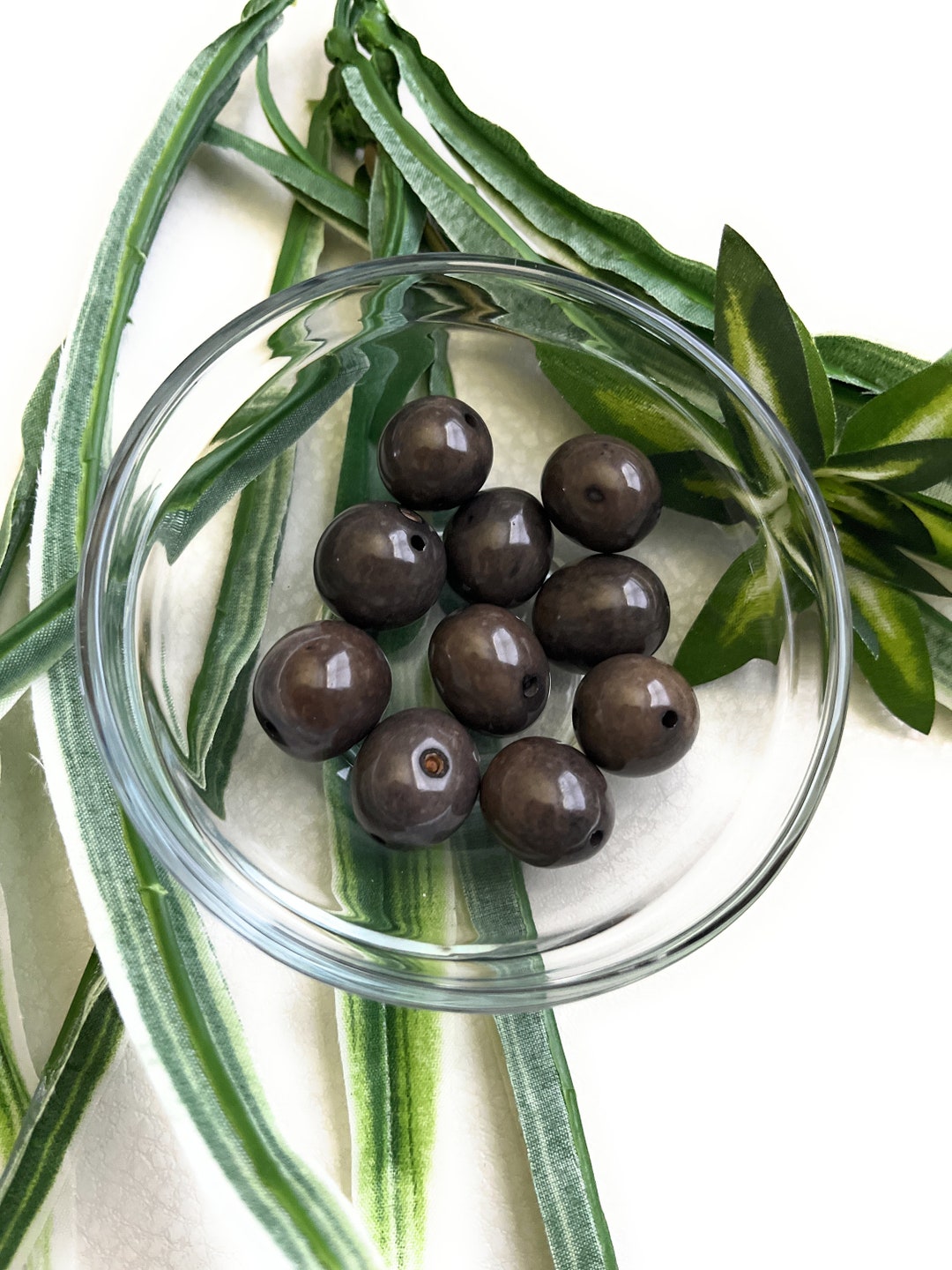 Pambil Nut Beads in Charcoal Gray 15mm 17mm or 18mm 22mm - Etsy