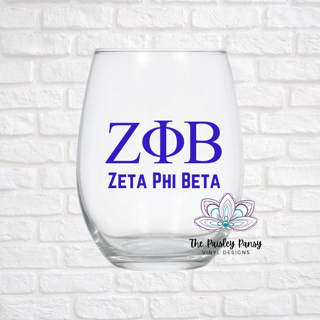 Zeta Phi Beta Wine Glass - Custom Vinyl Stemless Wine Glass - Etsy