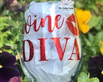 Diva Wine Glass | Etsy