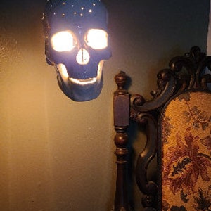Black Ceramic Skull Pendant Lamp: Creepy Halloween Decor - Etsy