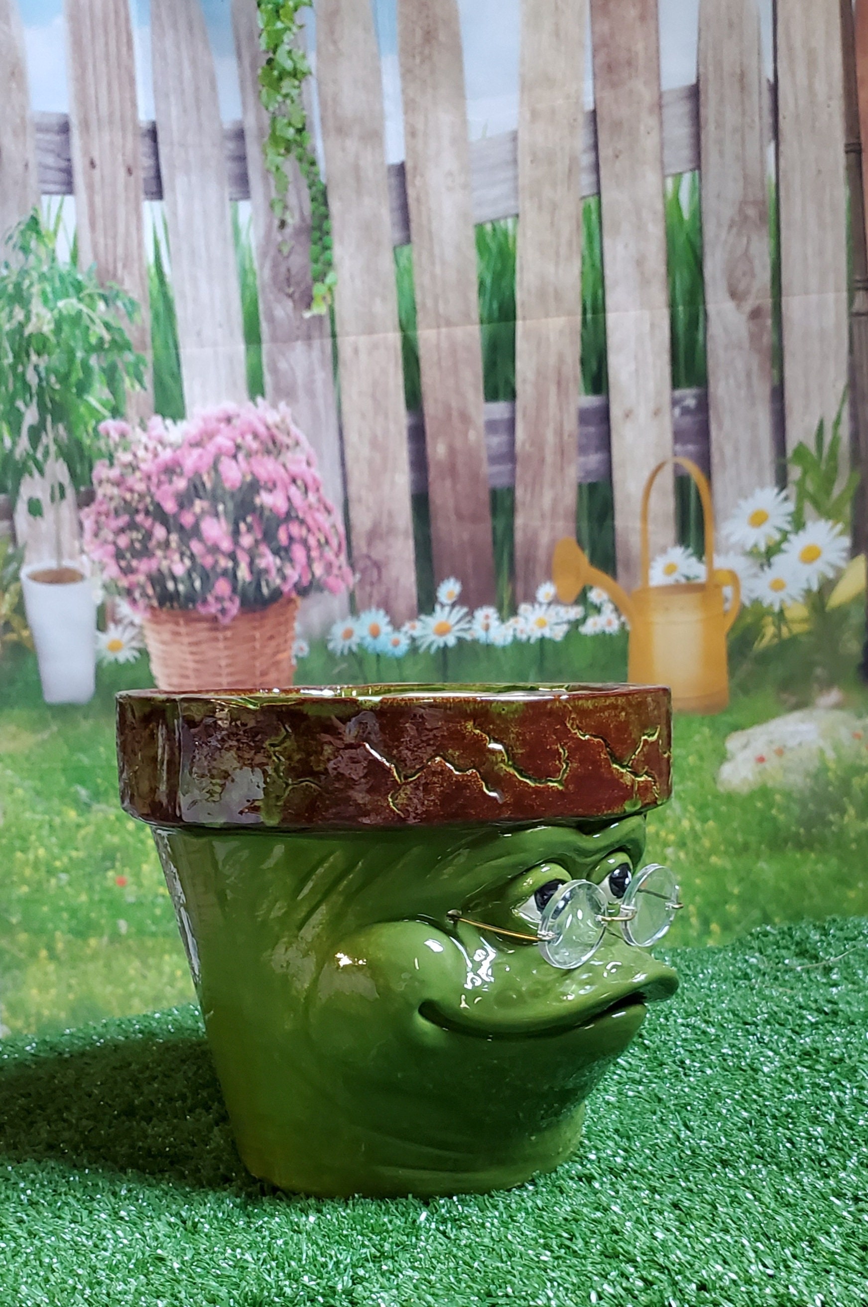 Wise frog planter garden planter flower pot ceramic | Etsy