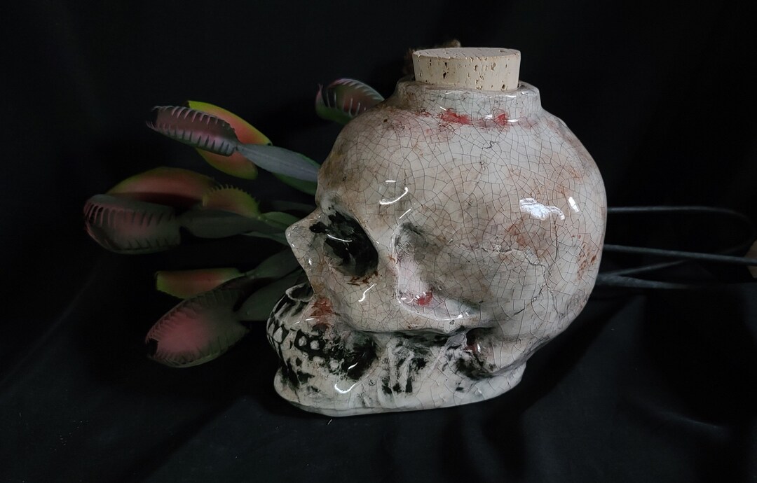 Creepy Skull Container With Cork Bone - Etsy