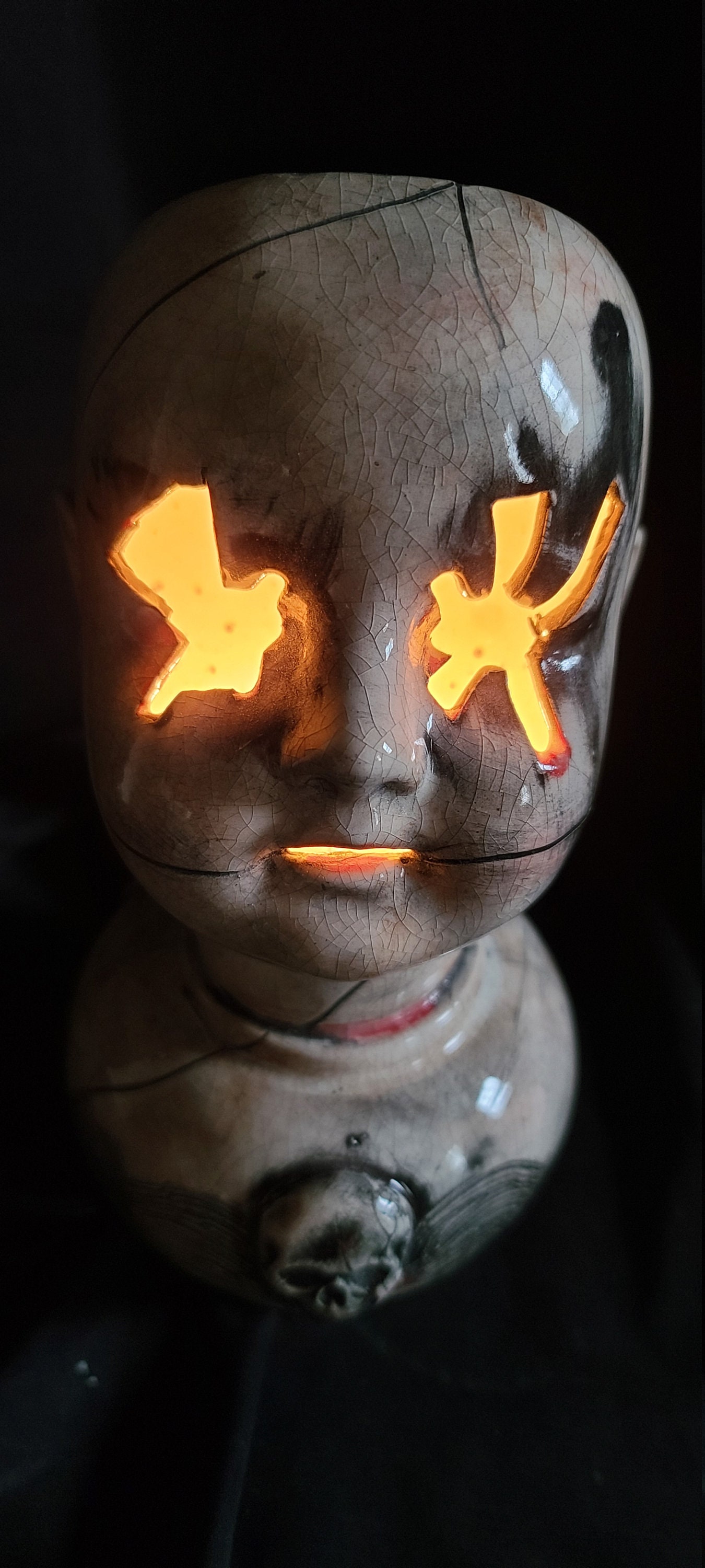 Creepy Doll Head lamp Ceramic Orphan | Etsy