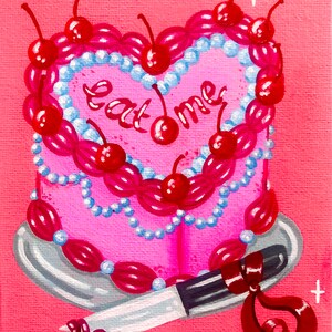 Cherry Confession Cake — Print of Original Painting - Etsy