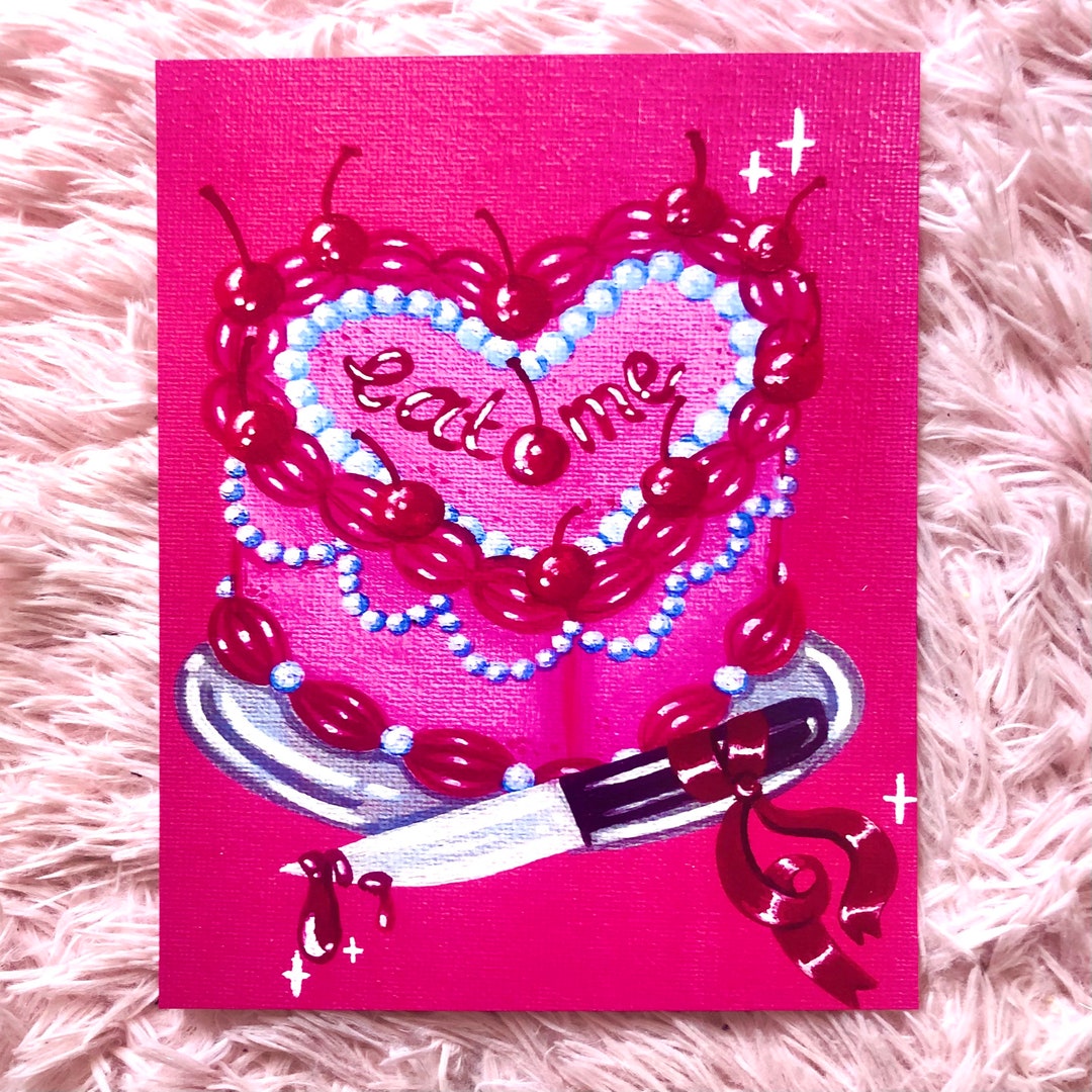 Cherry Confession Cake Print of Original Painting - Etsy