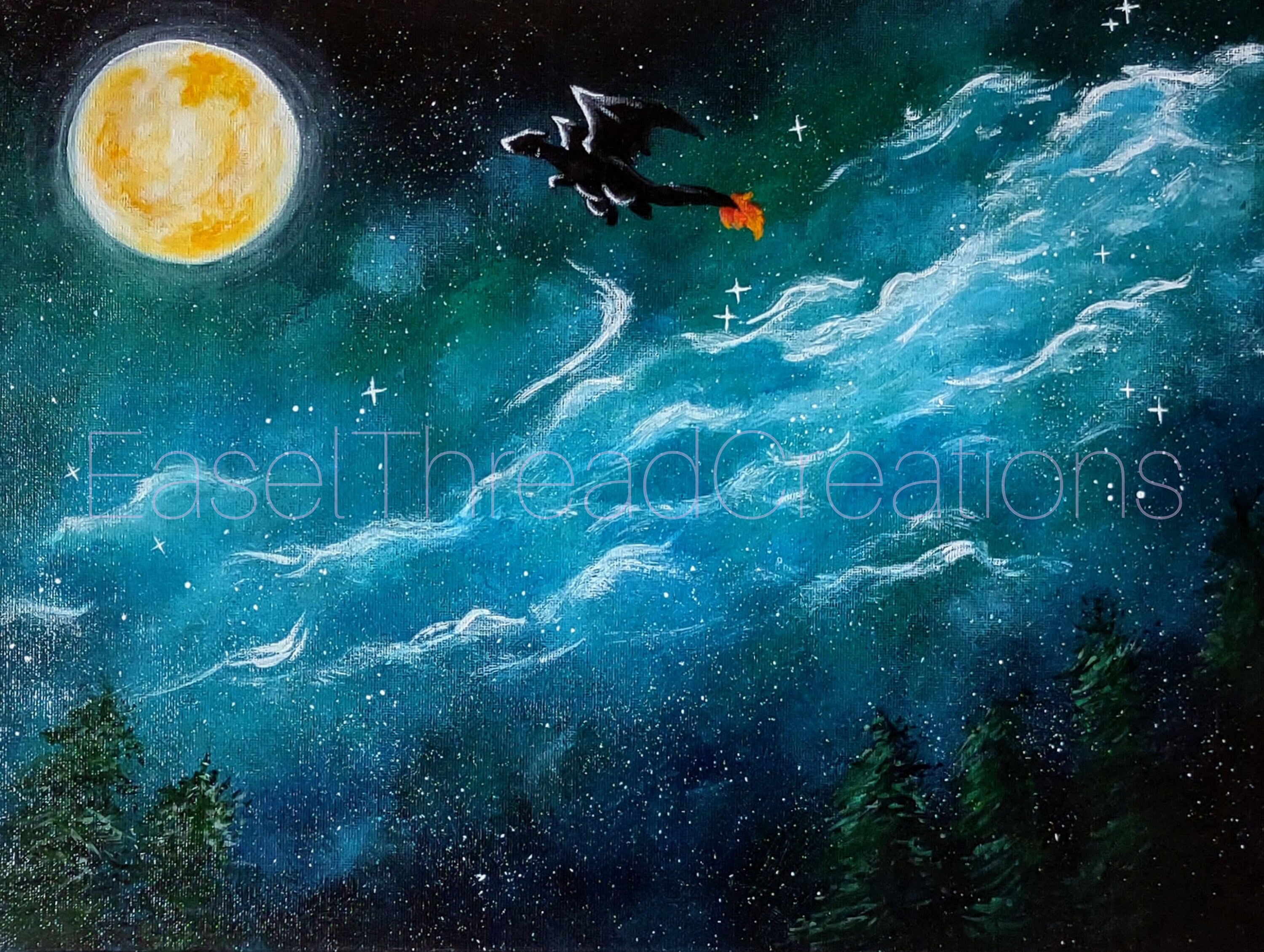 Pokemon Art Charizard Art Original Painting Starry Night - Etsy
