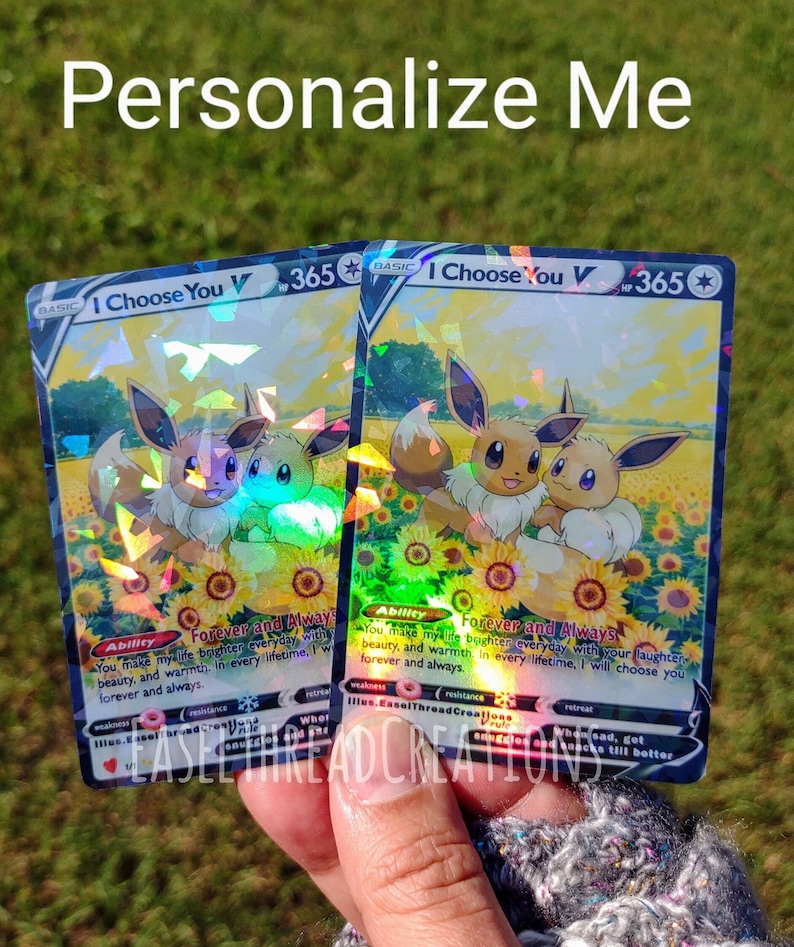 Full Art Trading Card Eevee Evolutions: Personalized Holographic Pocket ...