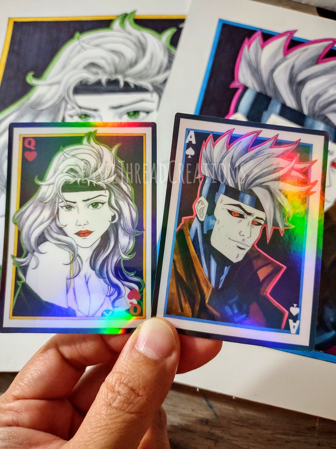 Holographic Rogue and Gambit Couple Sticker: Inspired Fan Art of Xmen ...