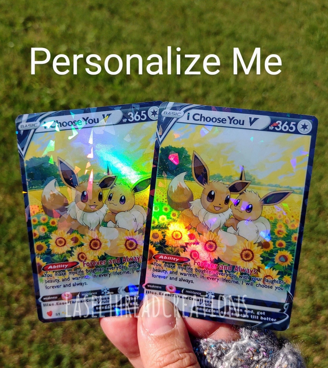 Full Art Trading Card Eevee Evolutions: Personalized Holographic Pocket ...