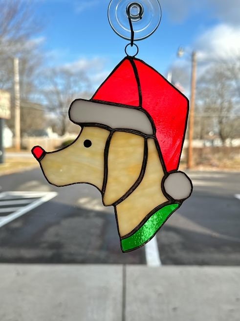 Stained Glass Santa Pup - Etsy